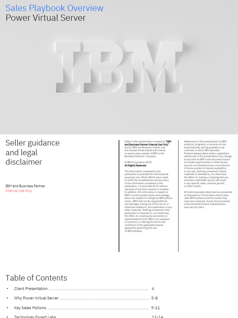 Sales Playbook Overview - IBM Power Virtual Server | PDF | Cloud ...