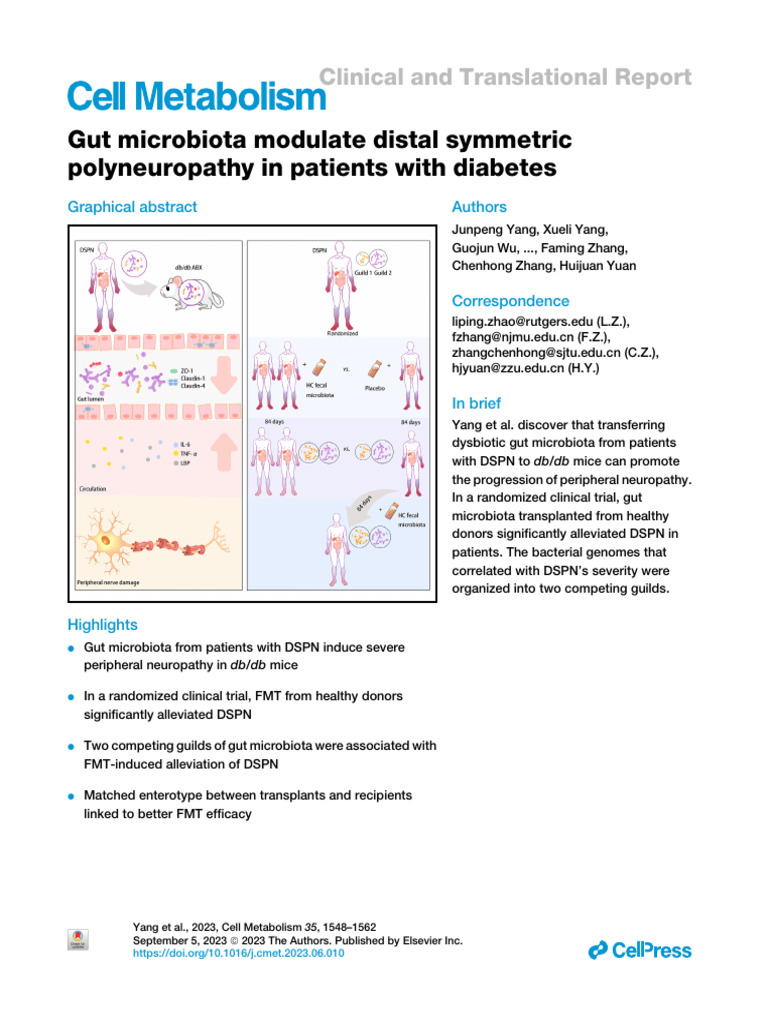 Gut Microbiota Modulate Distal Symmetric Polyneuro | PDF | Peripheral ...