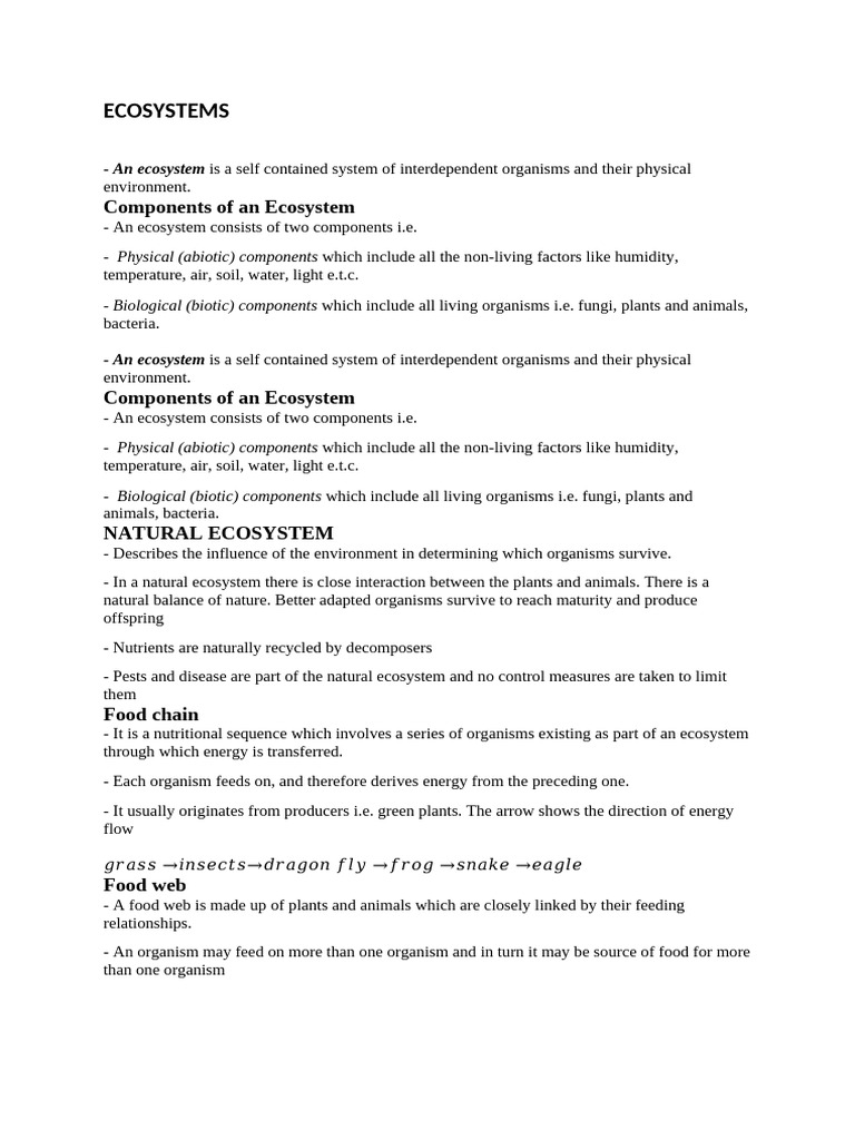 ECOSYSTEMS notes comb sci 2023 | PDF | Food Web | Ecosystem