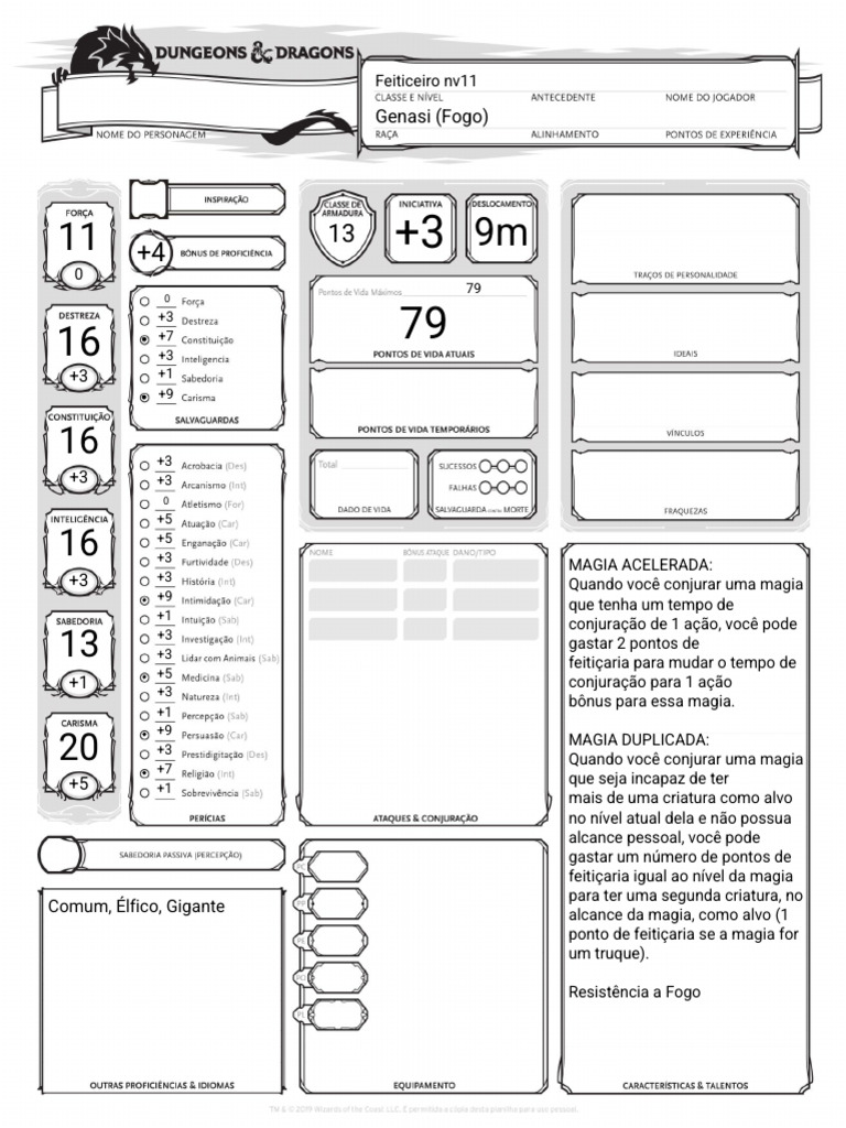Ficha de D&D - Modelo-Copy | PDF