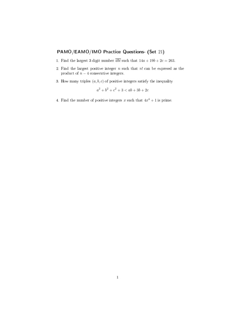 Olympiad Practice Questions Set 21 | PDF