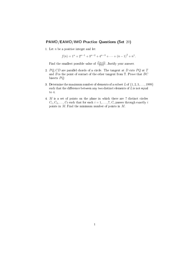 Olympiad Practice Questions Set 20 | PDF