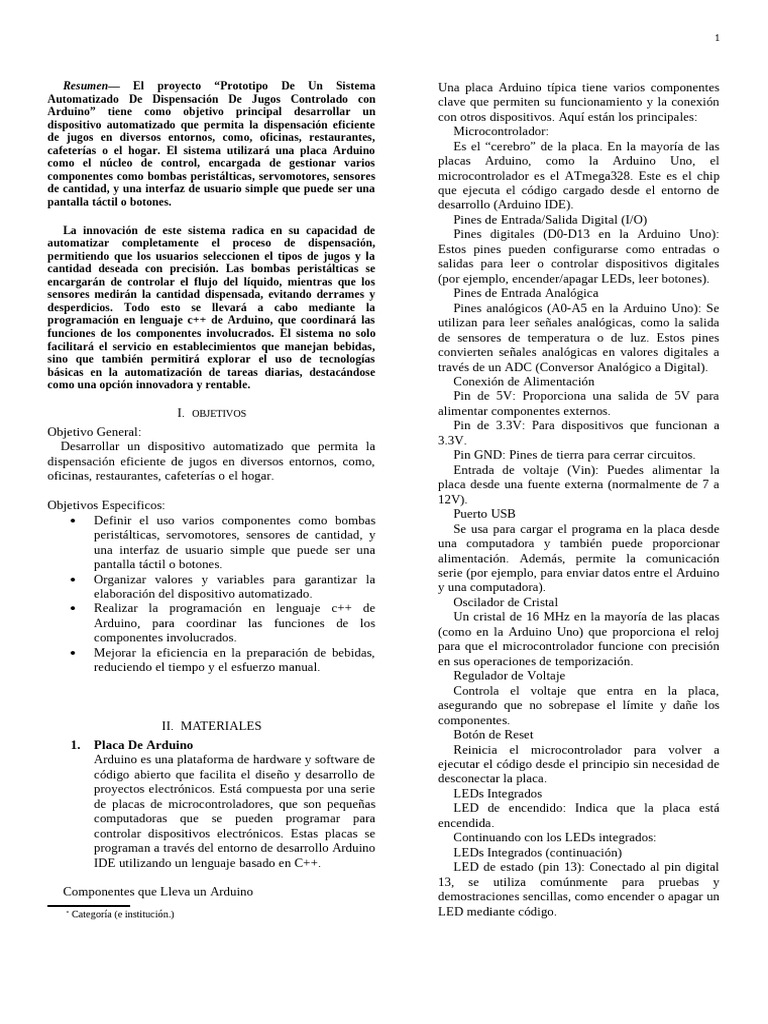 Informe Pao | PDF | Arduino | Microcontrolador