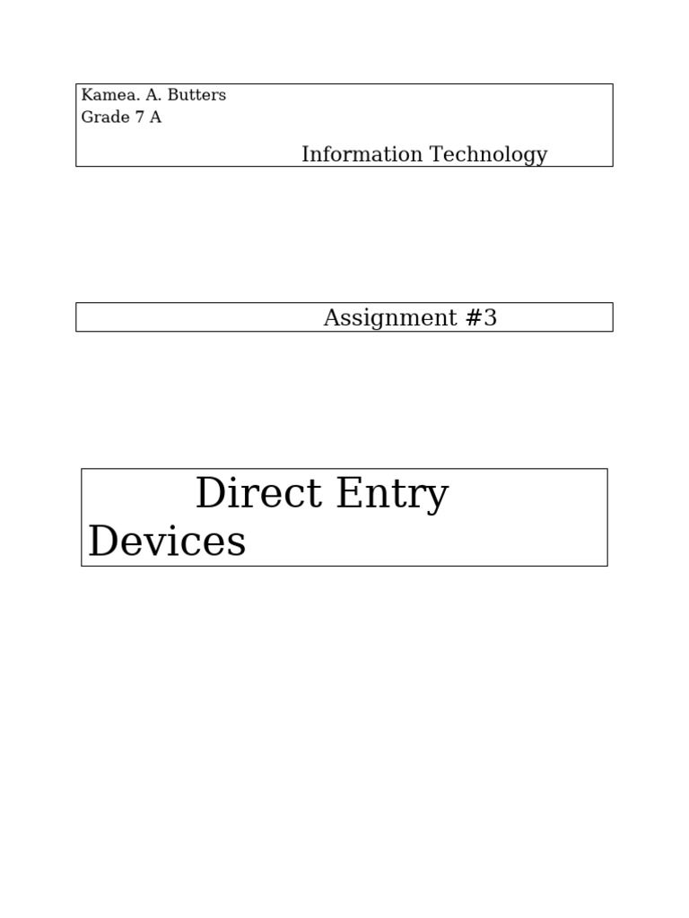 Direct Entry Devices | PDF