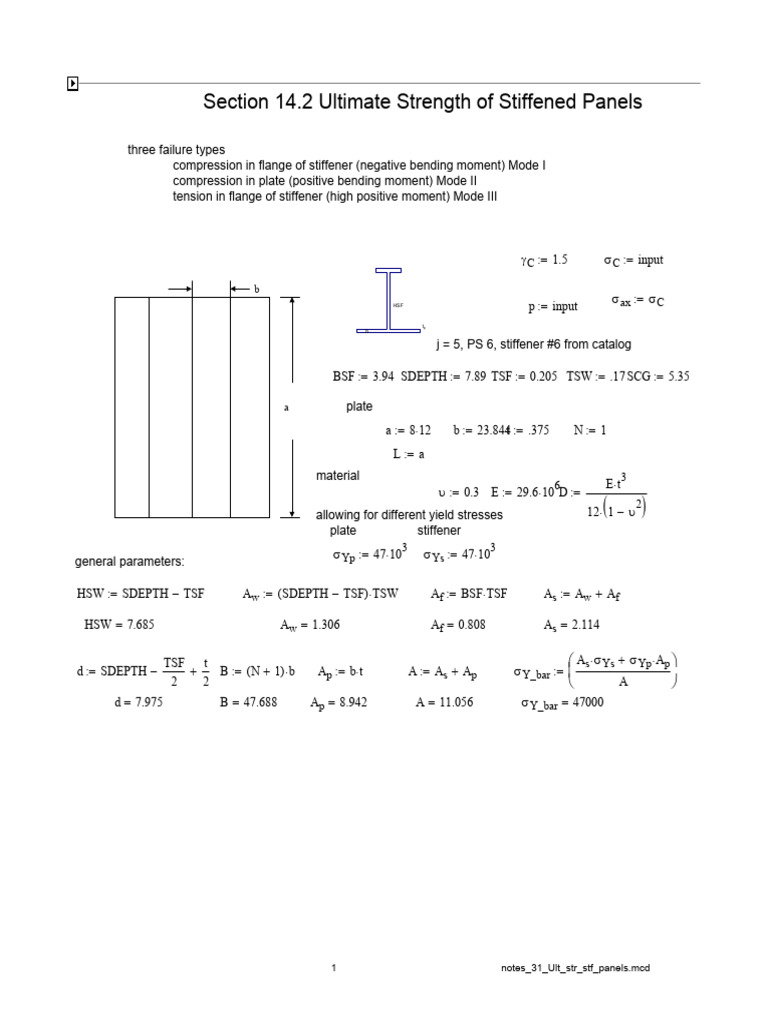 Ultimate Strength of Stiffened Panels | PDF | Bending | Physical Sciences