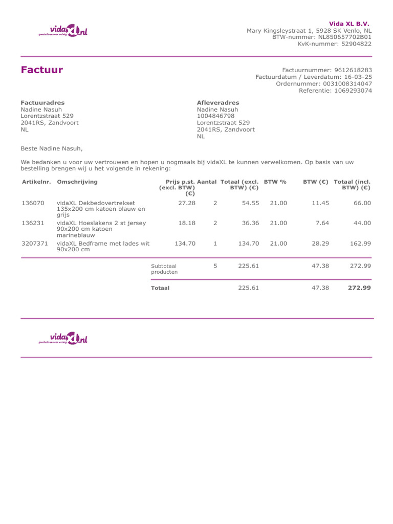 Factuur: Factuuradres Afleveradres | PDF