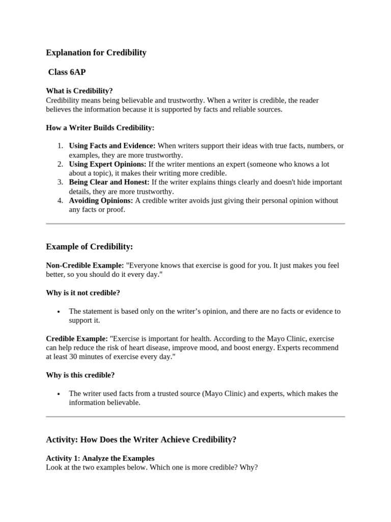 Explanation For Credibility-6AP | PDF | Credibility