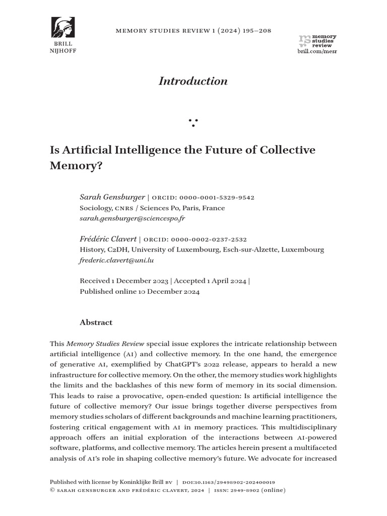 Artículo Colective Memory AI | PDF | Artificial Intelligence | Intelligence (AI) & Semantics