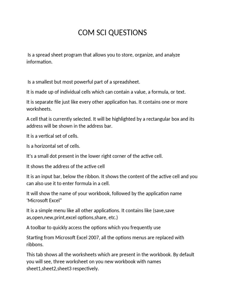 Com Sci Questions | PDF