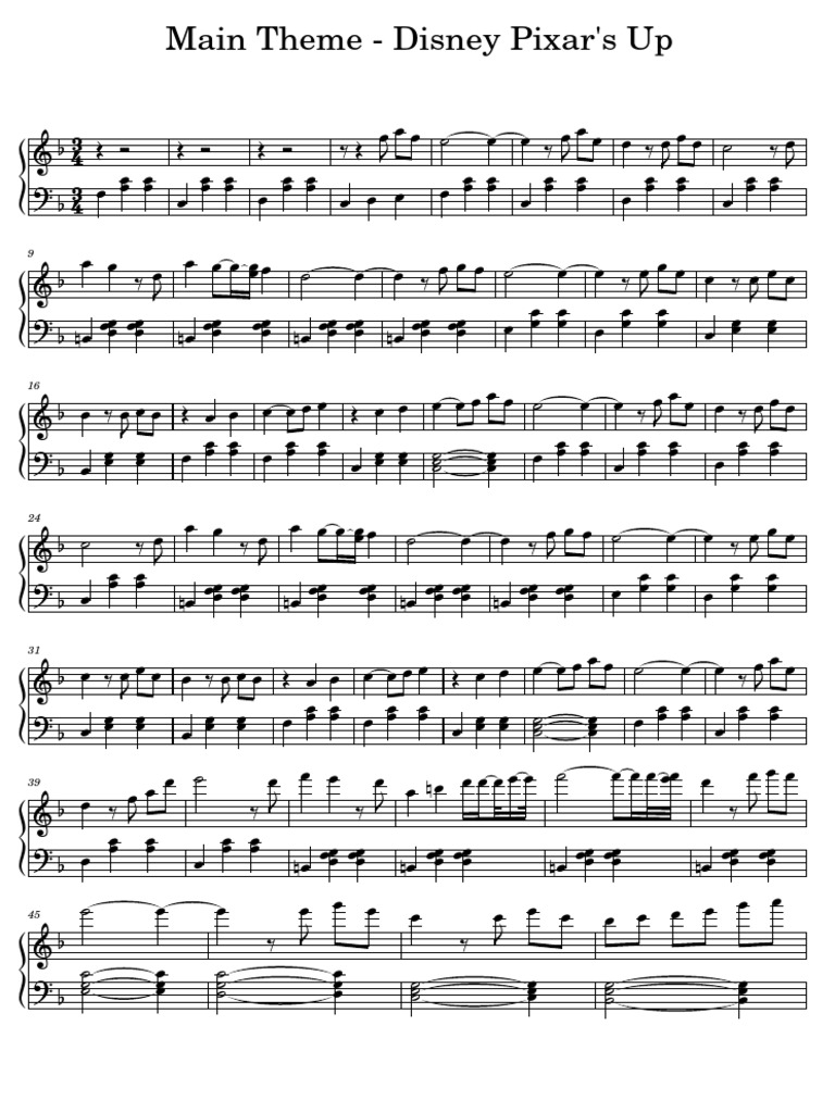 Disney Pixar: Up Theme Piano | PDF | The Walt Disney Company | Walt Disney