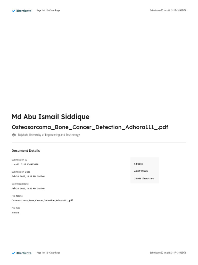 Osteosarcoma Bone Cancer Detection Adhora111 1 Pdf Computing