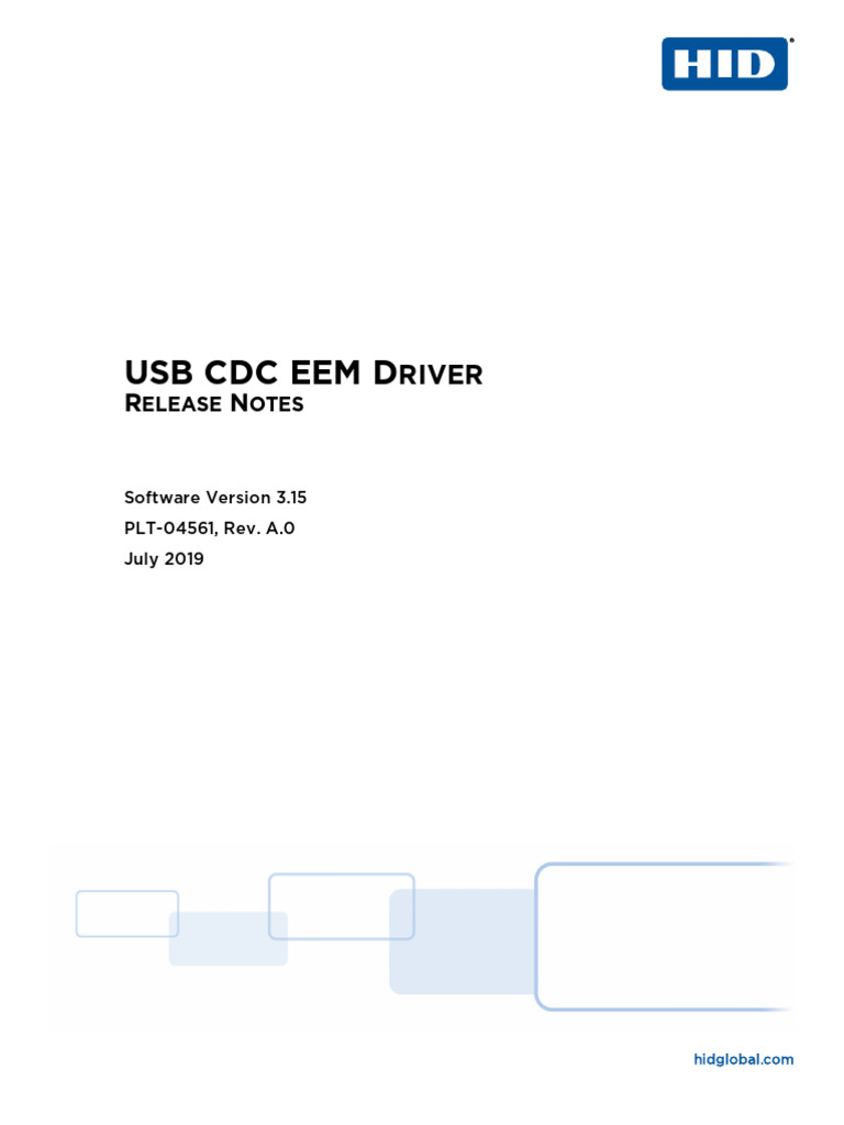 Plt-04561 A.0 - Usb CDC Eem Driver 3.15 Release Notes | PDF | Computing ...