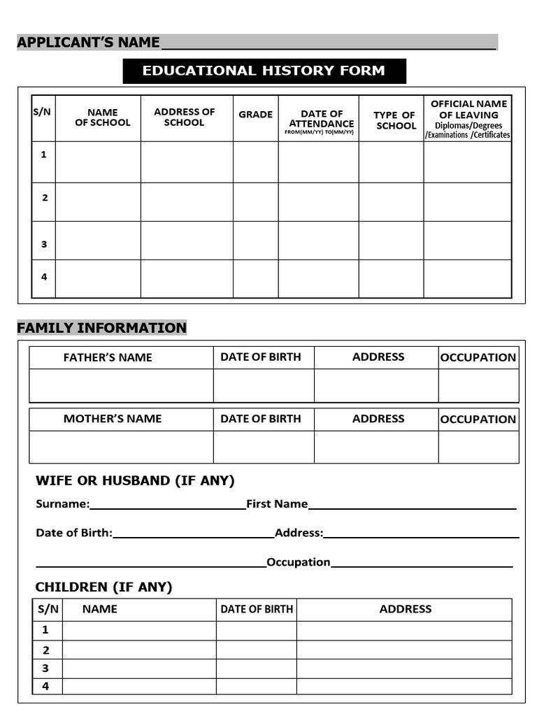 Questionnaire Form | PDF