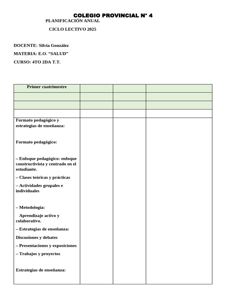 FORMATO PLANIFICACION ANUAL 2024 | PDF | Evaluación | Enseñando