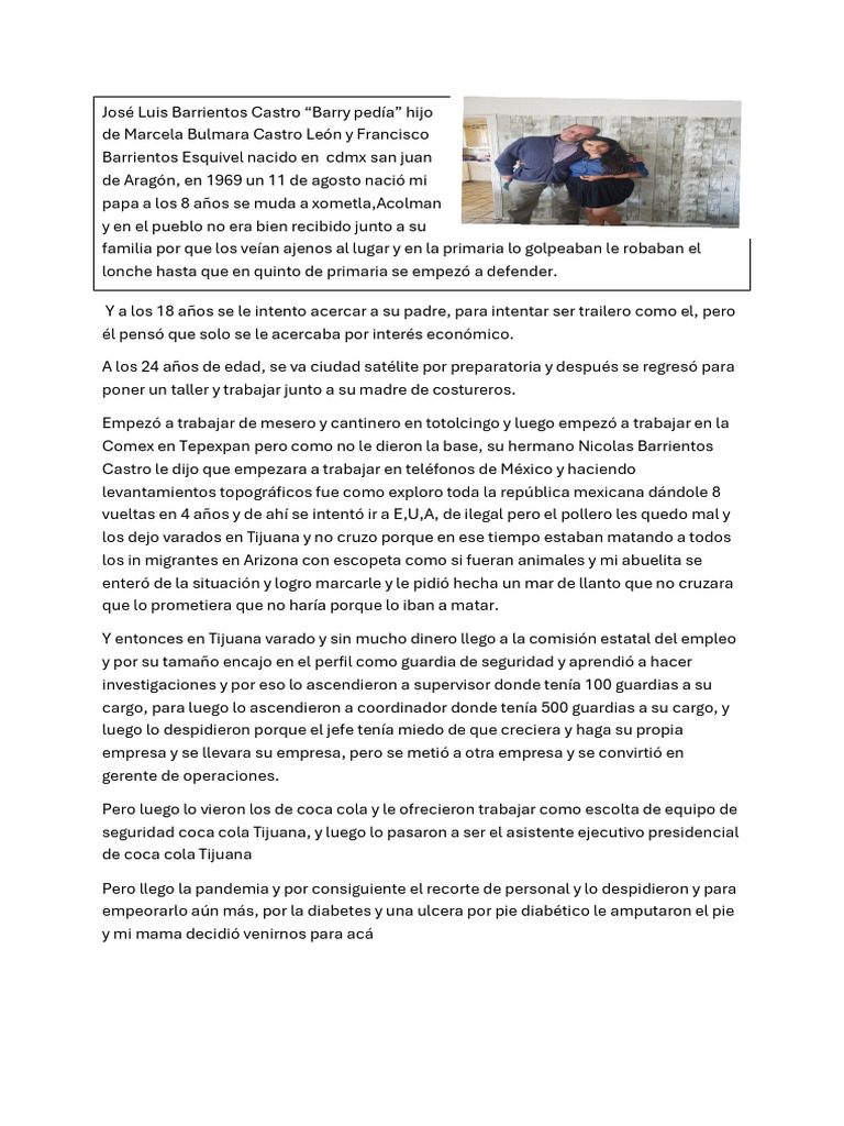 Vida de José Luis Barrientos Castro | PDF
