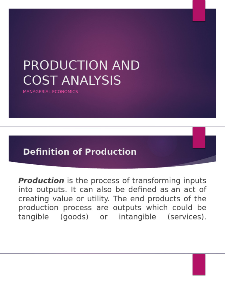 Production and Cost Analysis Overview | PDF | Long Run And Short Run ...