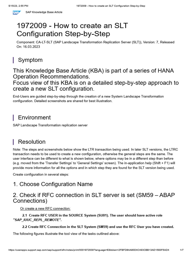 How To Create An SLT Configuration Step-by-Step | PDF | Databases | Database Schema