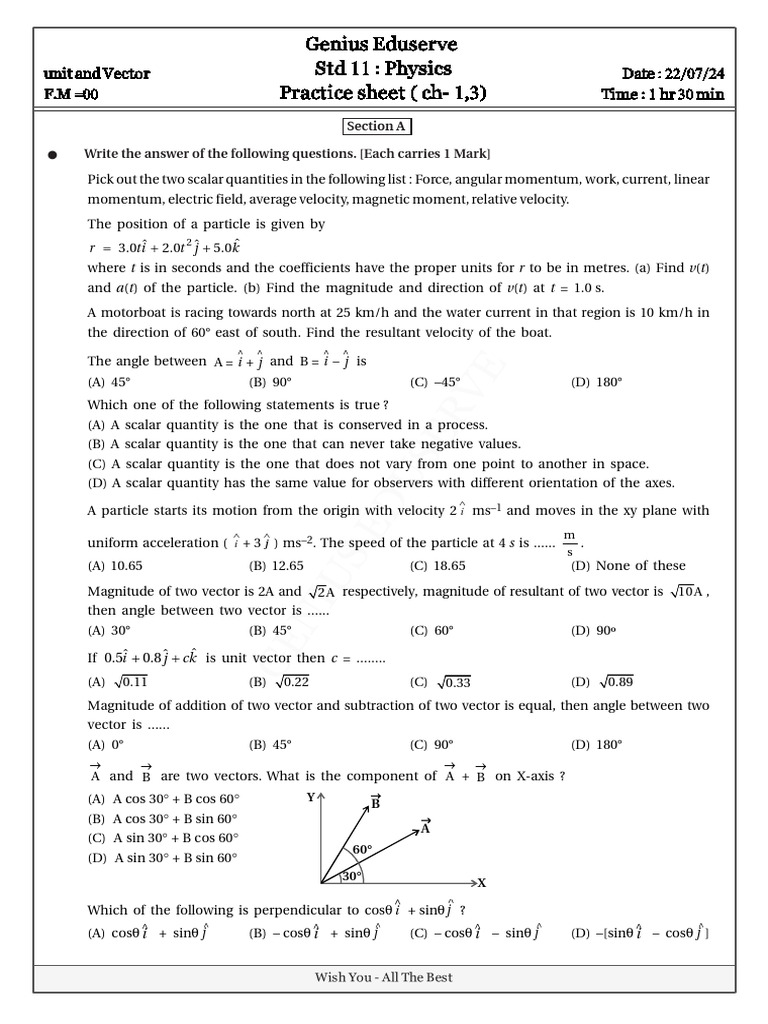 Practicesheet (CH 1,3) - D22 Jul 2024 | PDF | Momentum | Force