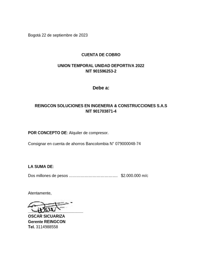 Cuenta de Cobro | PDF