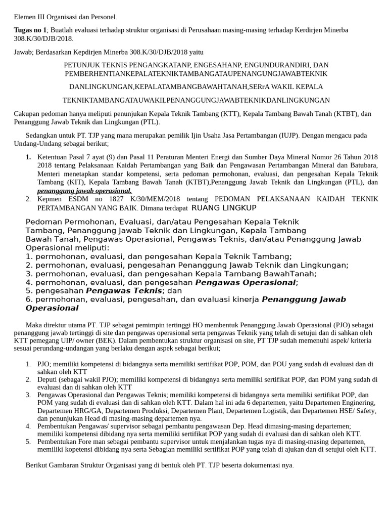 Tugas 2 Elemen III Organisasi Dan Personel 19032025 Dimas Yoga | PDF