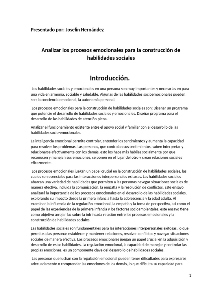Procesos emocionales y habilidades sociales | PDF | Las emociones | Empatía