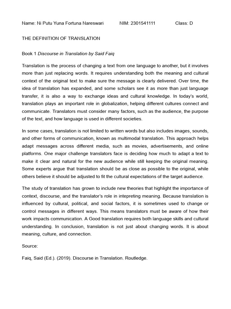 Understanding Translation: Meaning & Culture | PDF | Translations ...