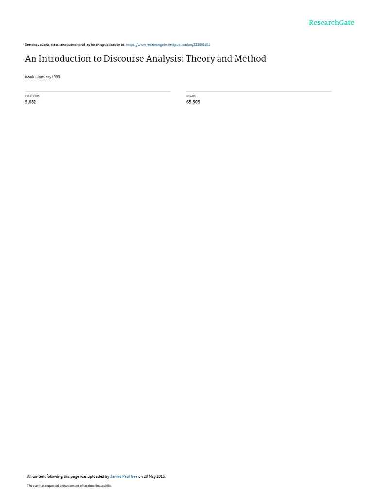 An Introduction To Discourse Analysis Theory and M | PDF