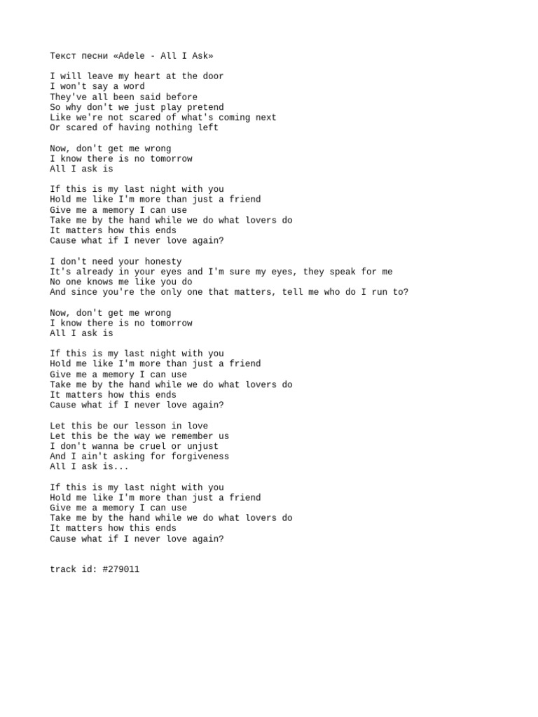 Adele - All I Ask | PDF