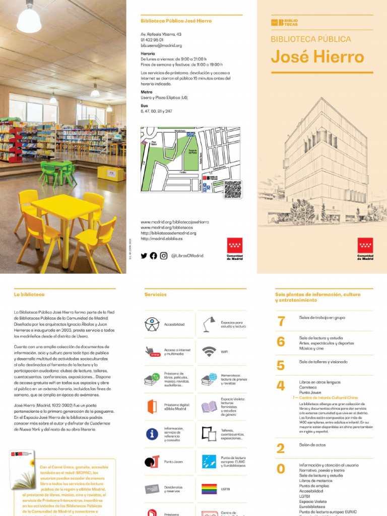 Folleto de La Biblioteca José Hierro | PDF