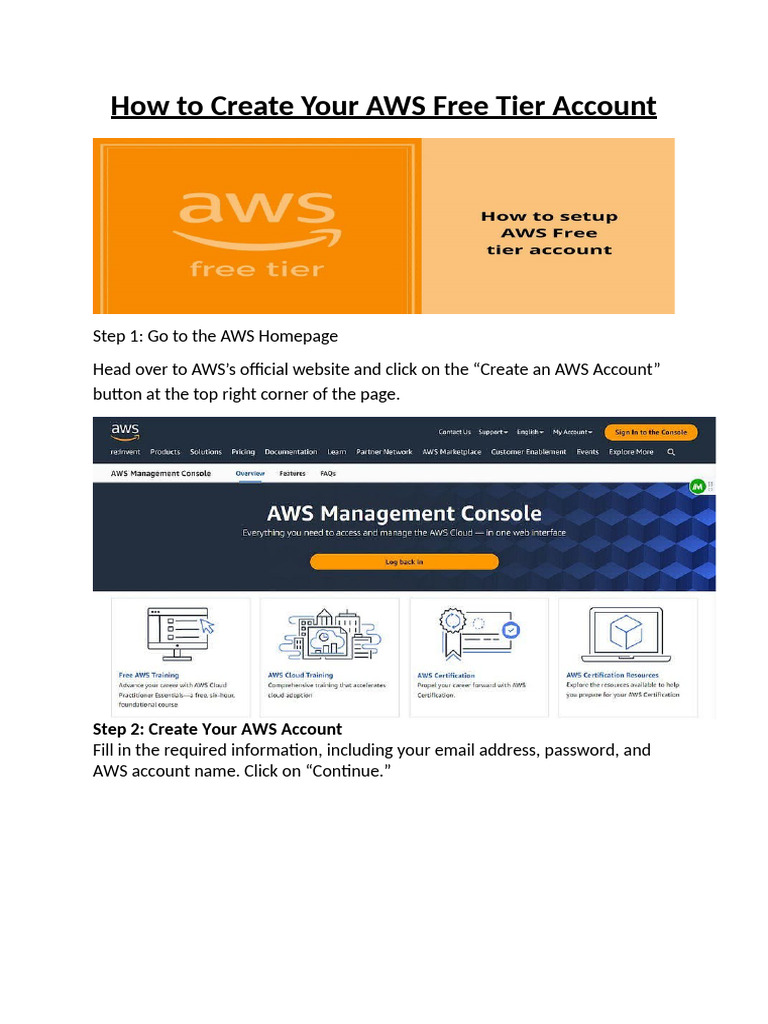 How To Create Your AWS Free Tier Account | PDF | Amazon Web Services | Software
