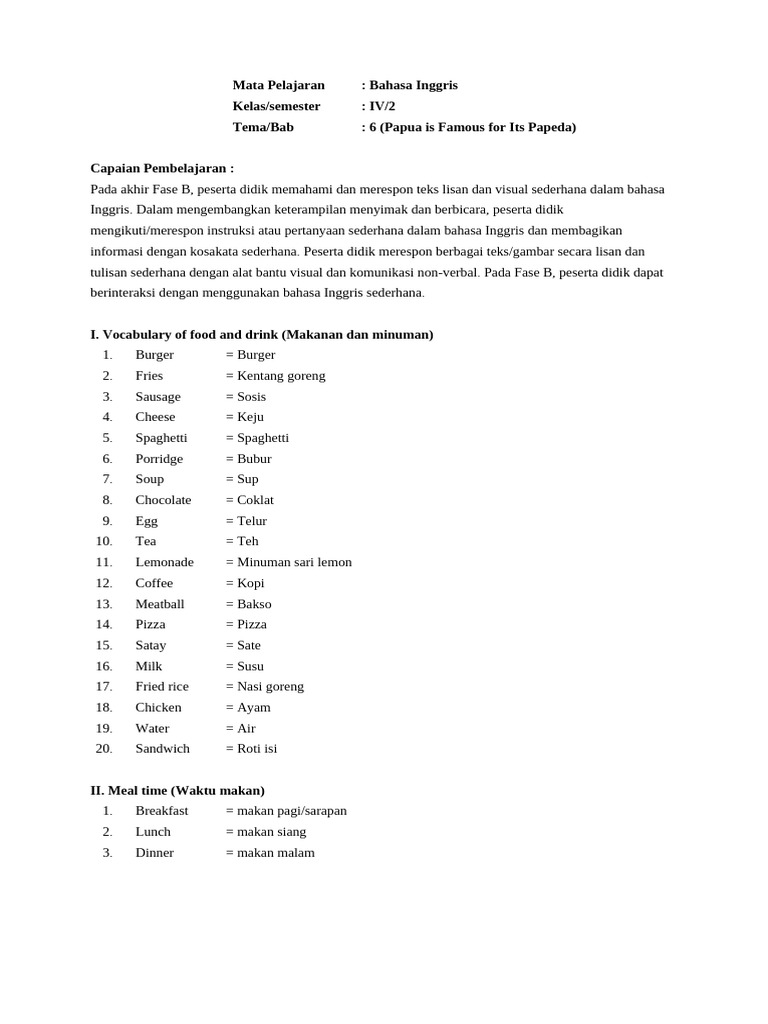 Materi - Grade 4 - Unit 6 | PDF