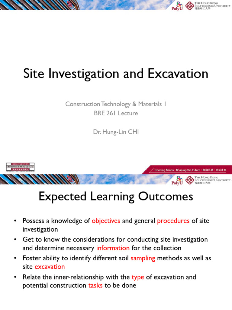 Site Investigation and Excavation Overview | PDF | Soil | Borehole