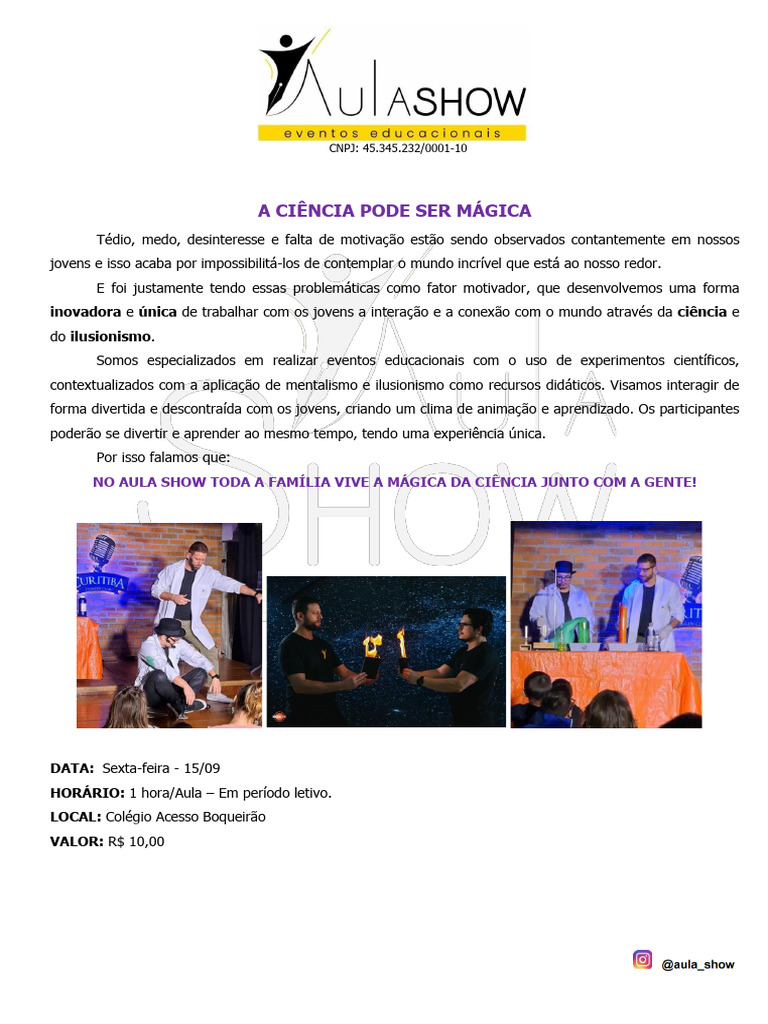 Mágica e Ciência: Aula Show Interativa | PDF