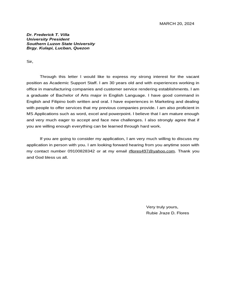 Application for Academic Support Staff | PDF