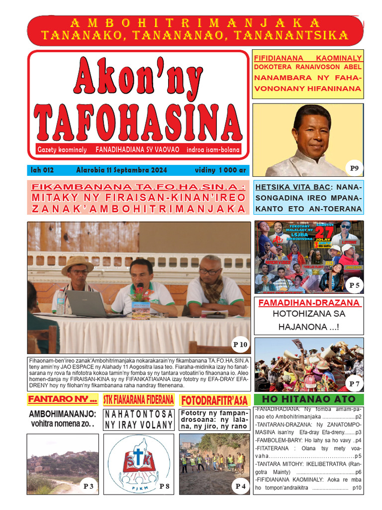 Akon'ny Tafohasina N°012 | PDF