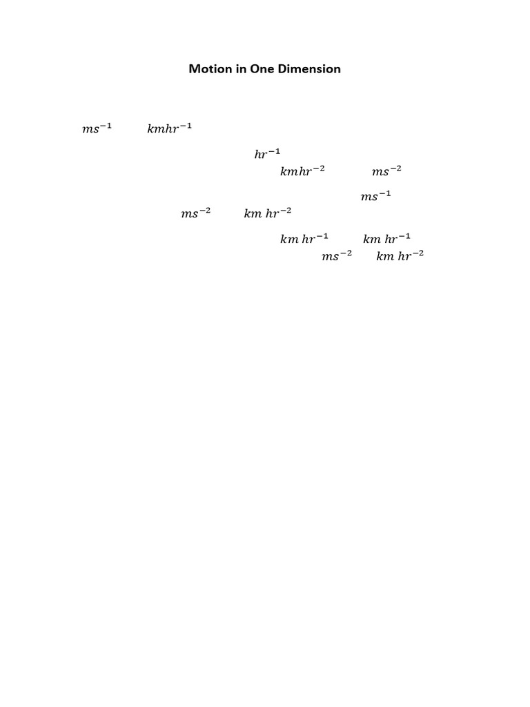 Motion in One Dimension | PDF | Acceleration | Velocity