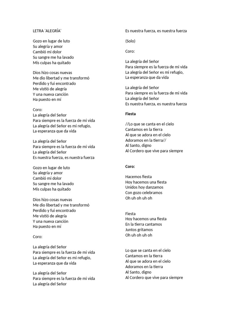 Letras Coro | PDF