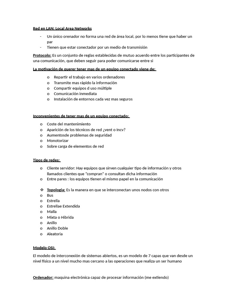 Introducción a Redes LAN y Protocolo OSI | PDF | Red de computadoras | Controlador de interfaz ...