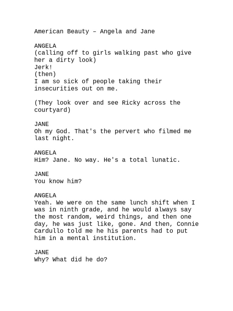 American Beauty - Angela and Jane | PDF