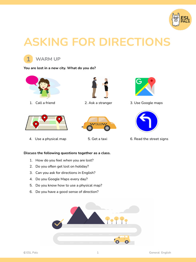 Directions Worksheet for ESL Learners | PDF