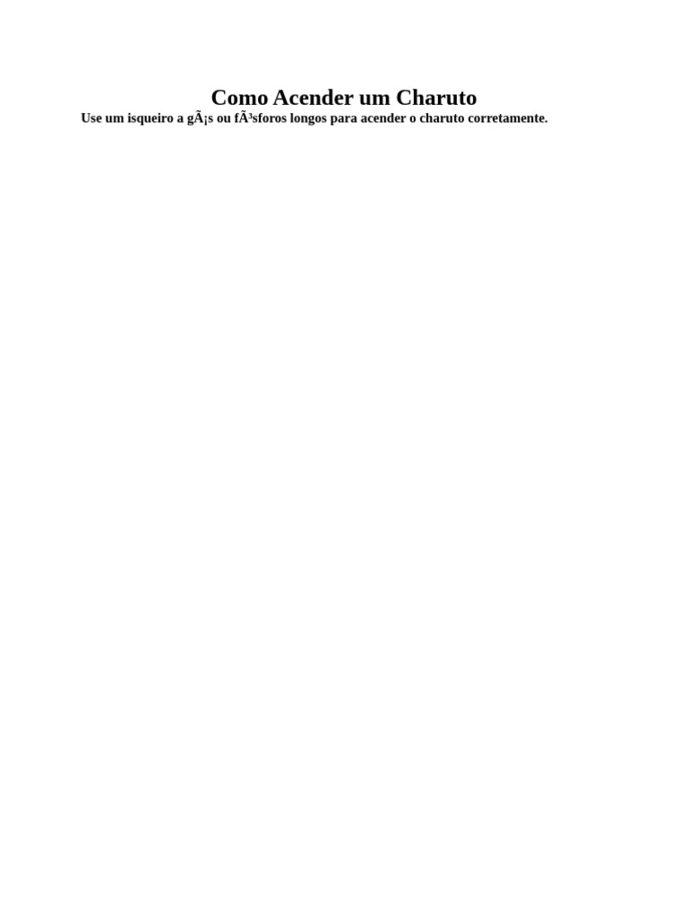 Como Acender Um Charuto | PDF