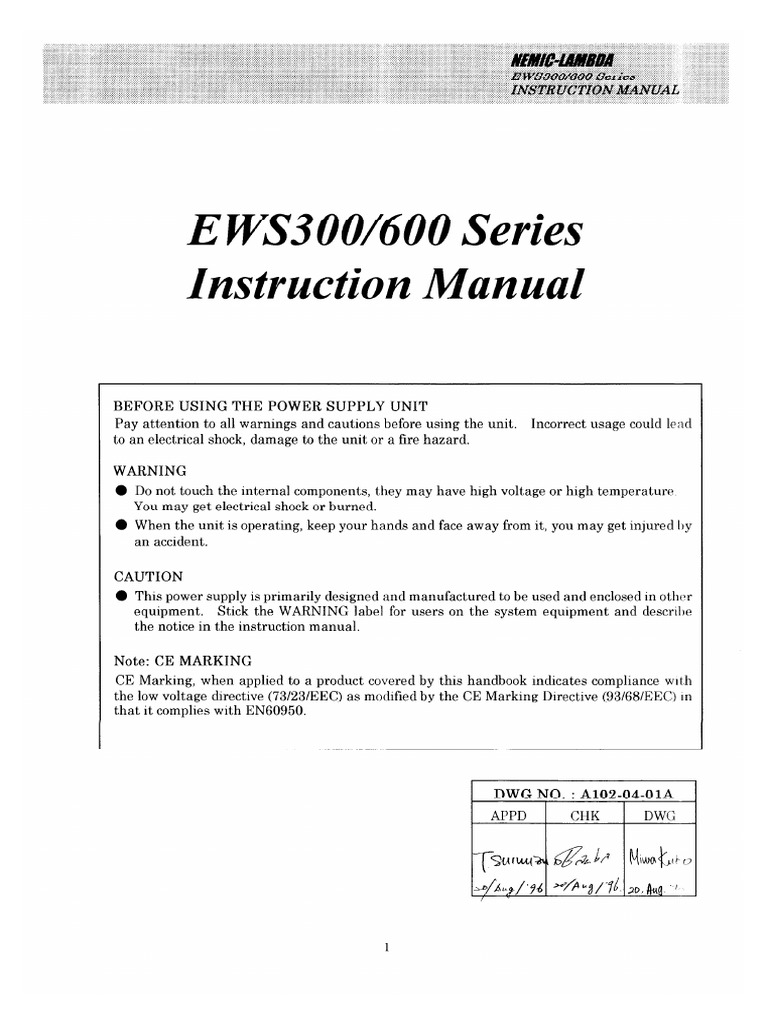 EWS300 - 600 Series - Instruction Manual | PDF