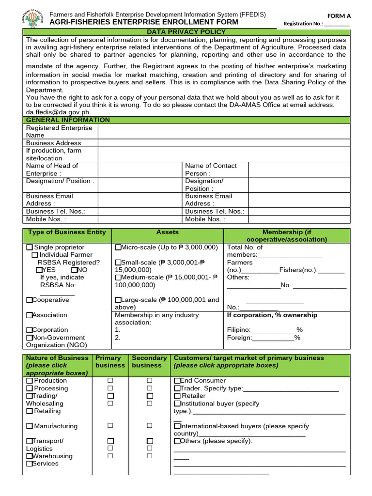 Revised FFEDIS Enrollment Form FINAL | PDF | Vegetables | Food Industry