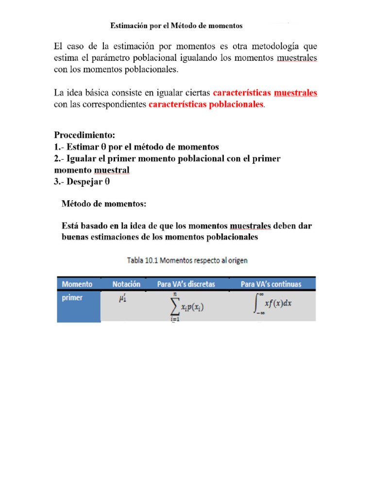Método de Momento y Máxima Verosimilitud | PDF