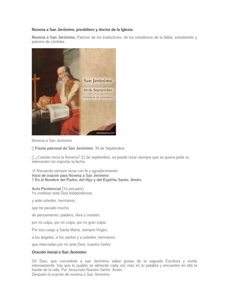 21 Novena A San Jerónimo | PDF | Oración | orador del Señor