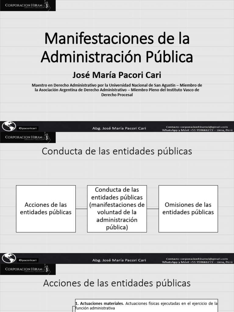 Manifestaciones de La Administración Pública - Diapositivas - Autor José María Pacori Cari | PDF ...