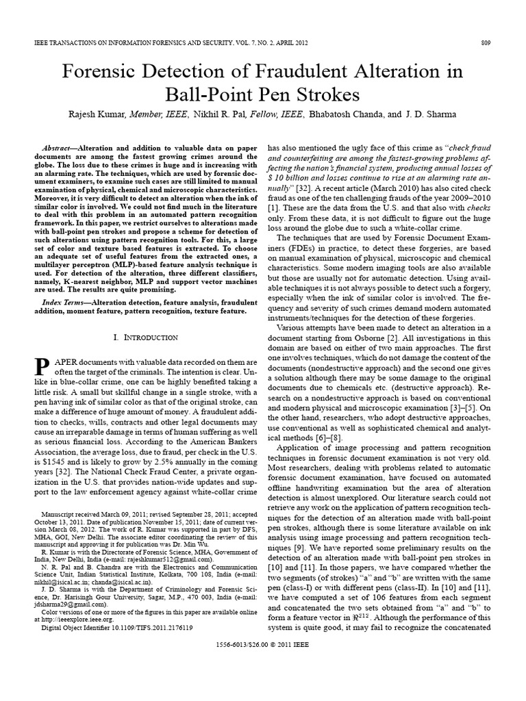 IEEE Transaction Forensic Detection of Fraudulent Alteration in Ball ...