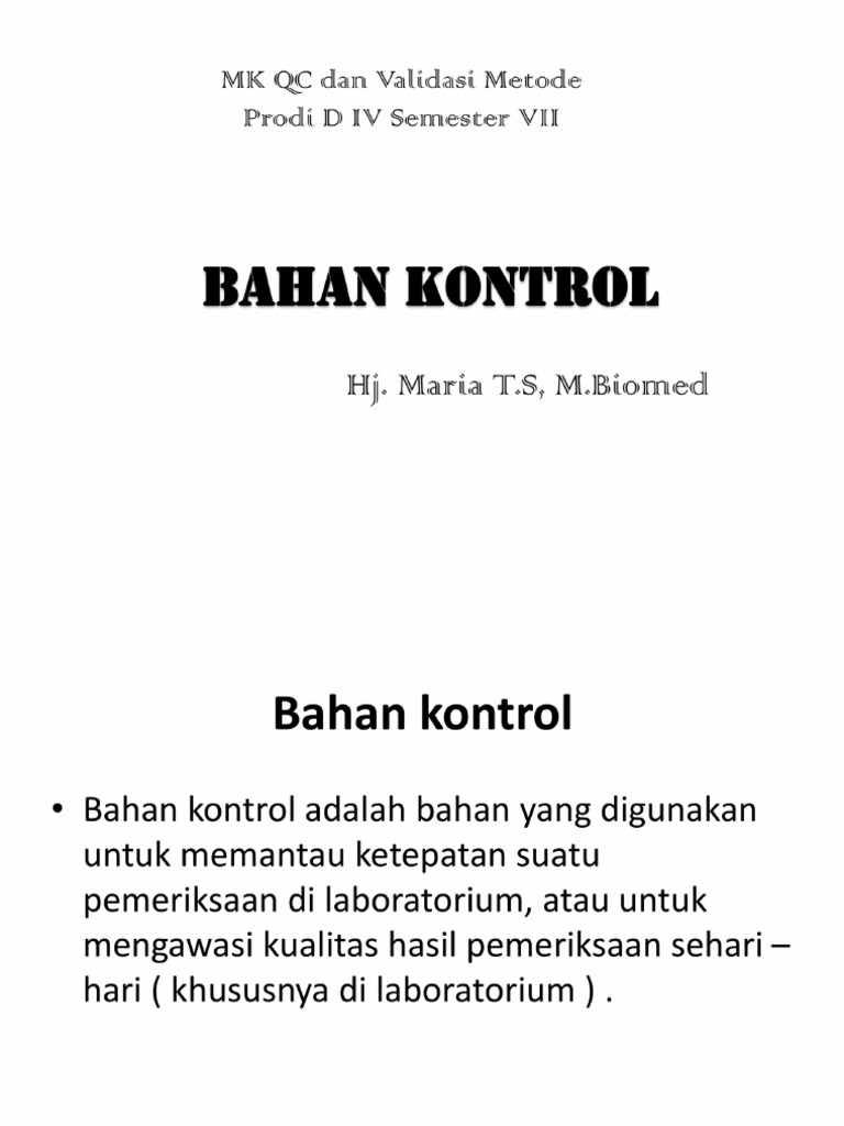 Bahan Kontrol PDF | PDF