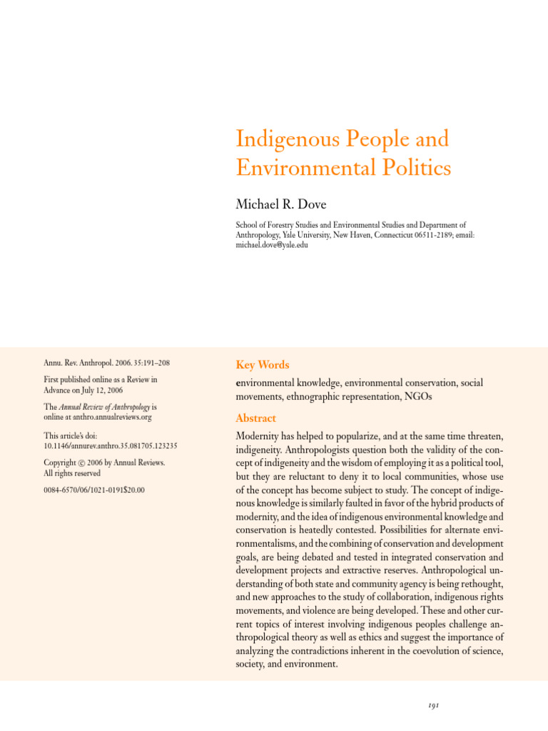 Indigenous People and Environmental Poli | PDF | Anthropology | Knowledge