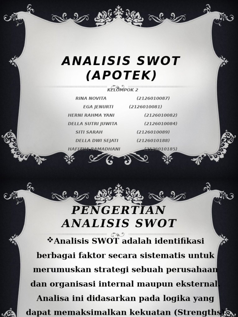 Analisis SWOT Apotek: Kekuatan dan Ancaman | PDF